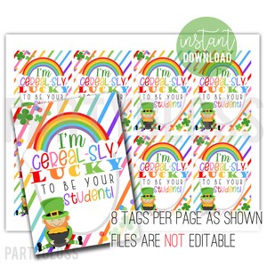 Teacher Appreciation St. Patrick's Day Printable Tags, Lucky to Be Your ...