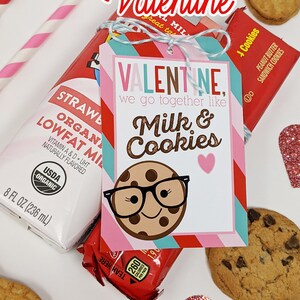 Valentine's Day Milk and Cookies Printable Tag, Class Valentine ...