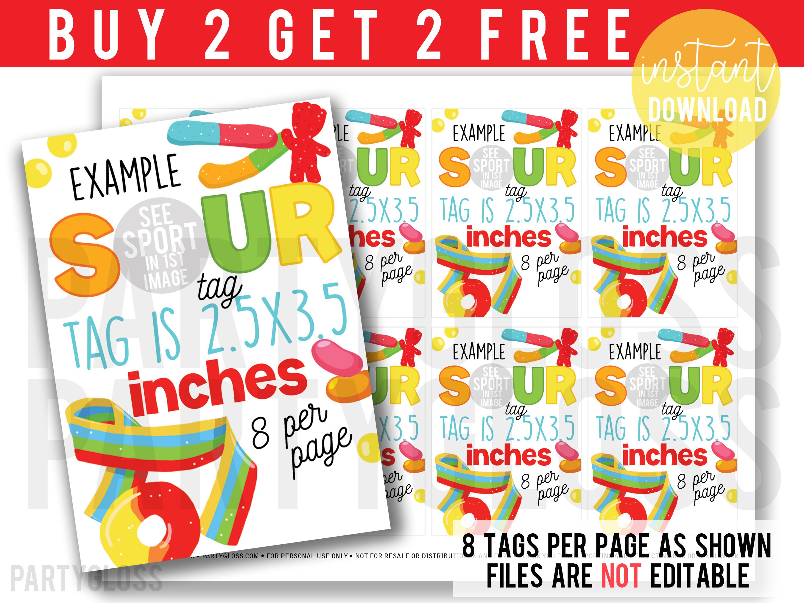 Wrestling Sour Candy Printable Gift Tags, Good Luck Game Day, Jamboree ...