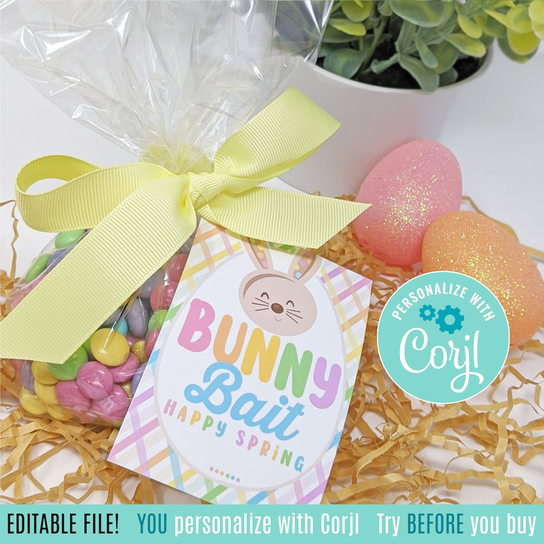 Editable Bunny Bait Printable Tags, Happy Spring Tag Easter Basket ...
