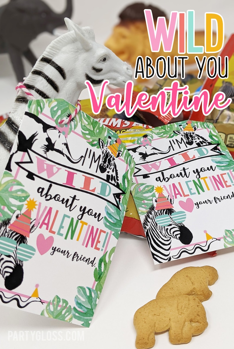 Wild Animal Valentine's Day Printable Tags Jungle - Etsy