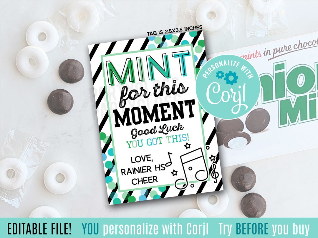Editable Music Mint for This Moment Good Luck Printable Gift Tags ...