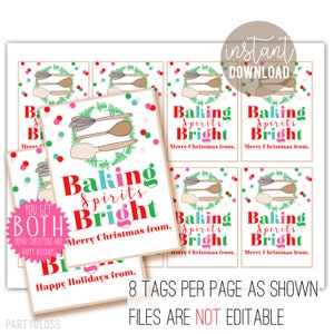 Baking Spirits Bright Printable Tags | Baked Goods Tag | Modern ...