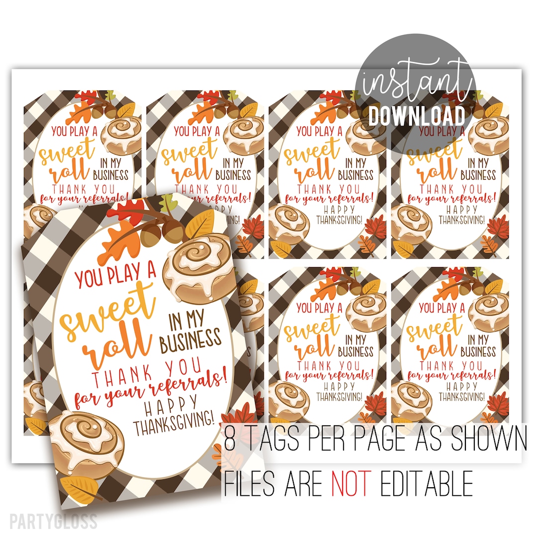 Thanksgiving Referral Appreciation Printable Gift Tags, Client ...