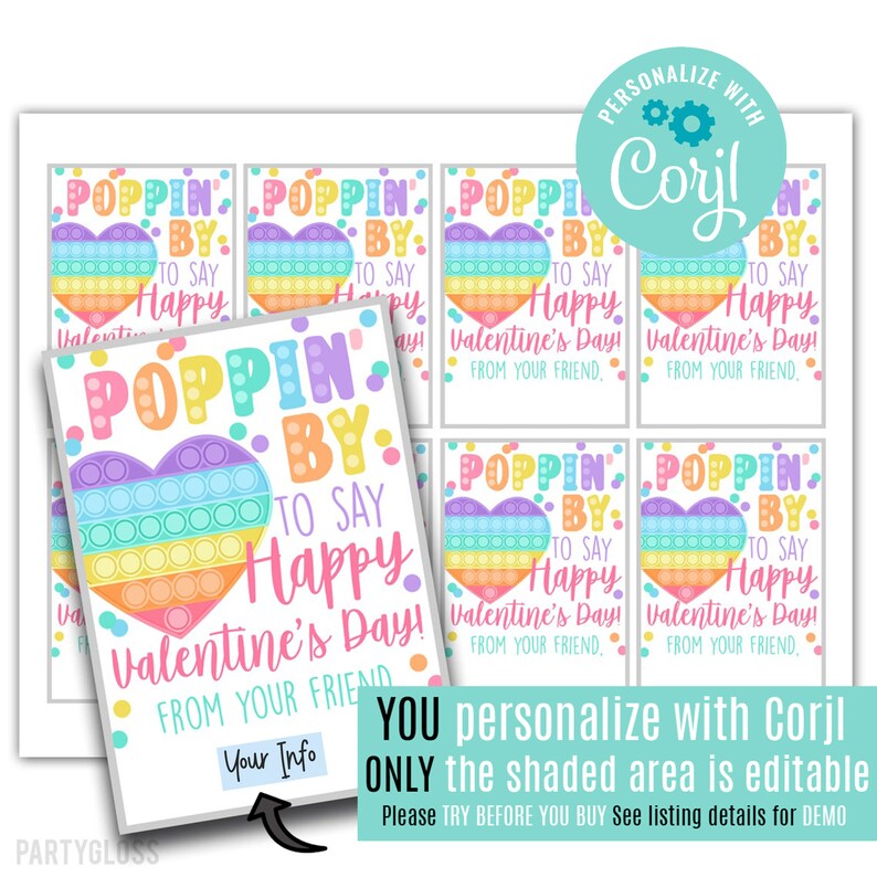 Editable Pop It Valentine's Day Printable Pop It - Etsy