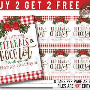 Christmas We Value Your Referrals Chocolate Appreciation Printable Gift ...