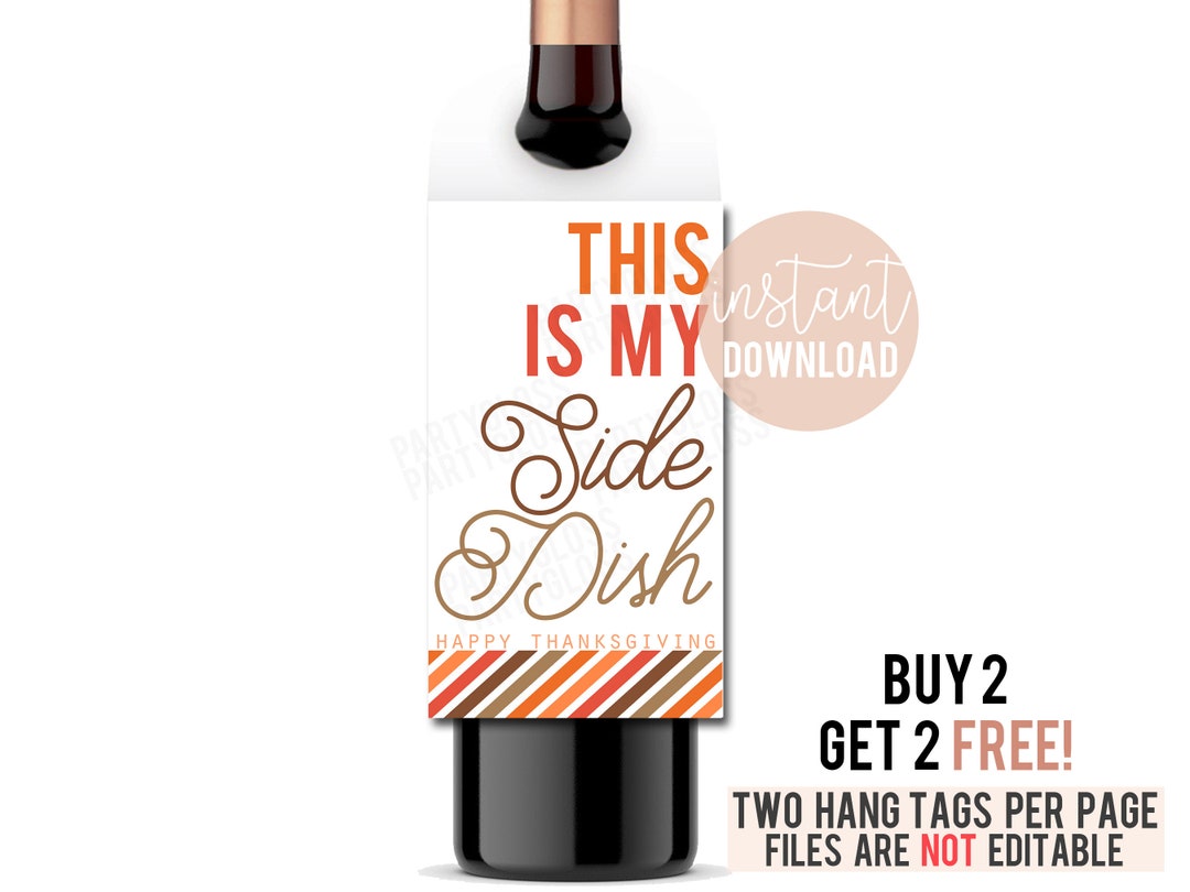 Thanksgiving Printable Wine Bottle Hang Tag, Funny Wine Label Hanger ...