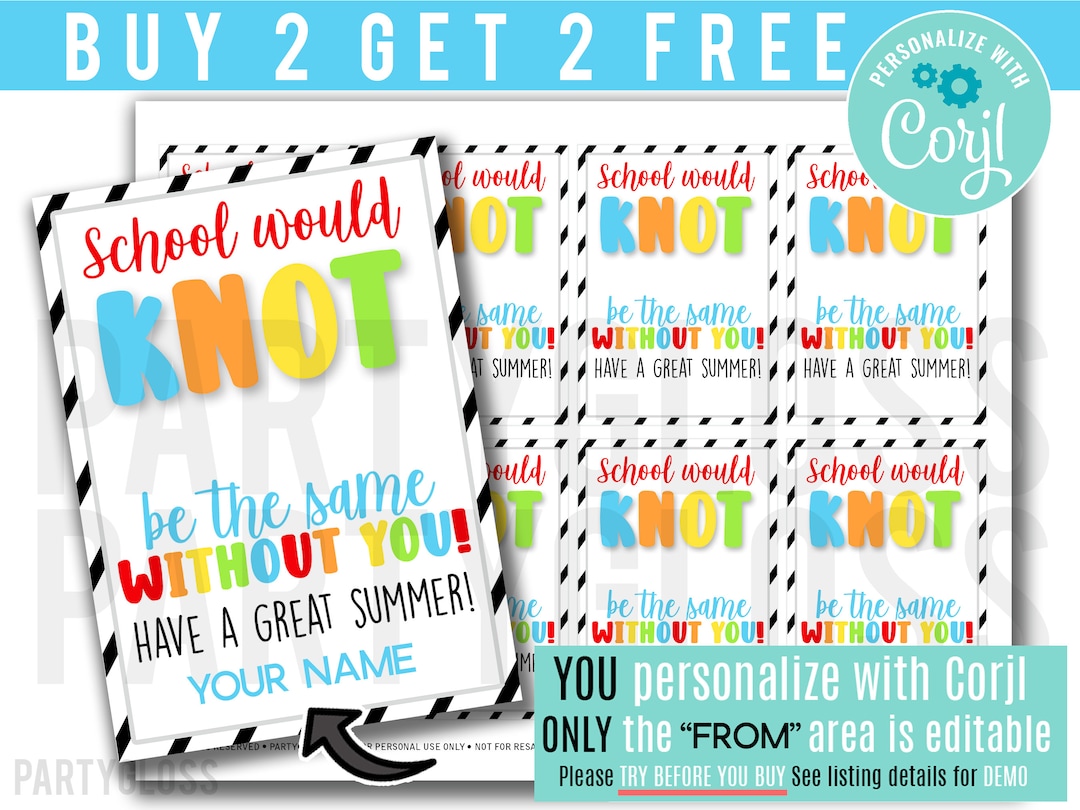 Editable Friendship Bracelet End of the Year Printable Tags, Non Food ...