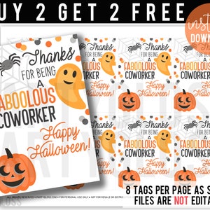 Coworker Appreciation Happy Halloween Printable Gift Tags, Staff Candy ...