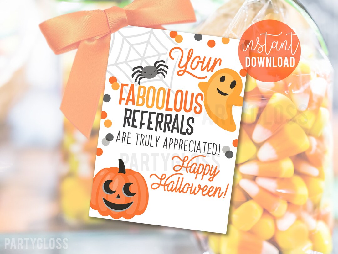 Referral Marketing Happy Halloween Printable Gift Tags, Cute Spooky ...