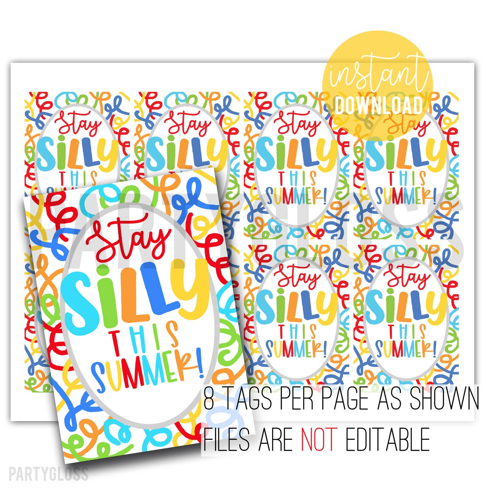 End of the Year Silly Printable Tag Silly String Tag Class - Etsy