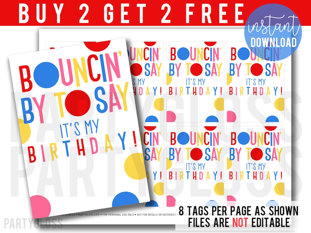 Bouncy Ball Class Gift Tags, Non-food Classroom Treats, Bouncin' by to ...