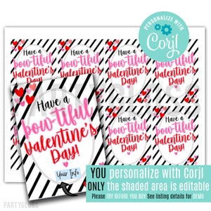 Editable Hair Tie Scrunchie Valentine's Day Printable | Clip Valentine ...