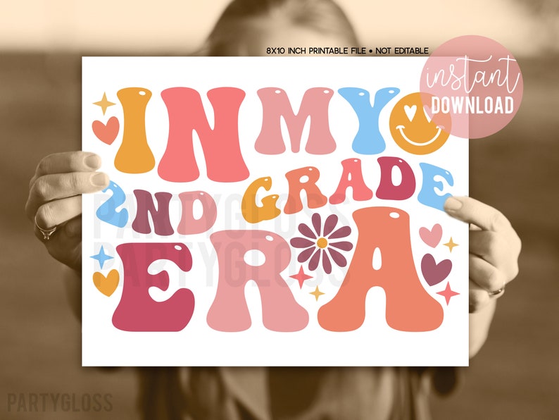 2nd Grade First Day of School Printable Sign, 2nd Grade Back to School ...