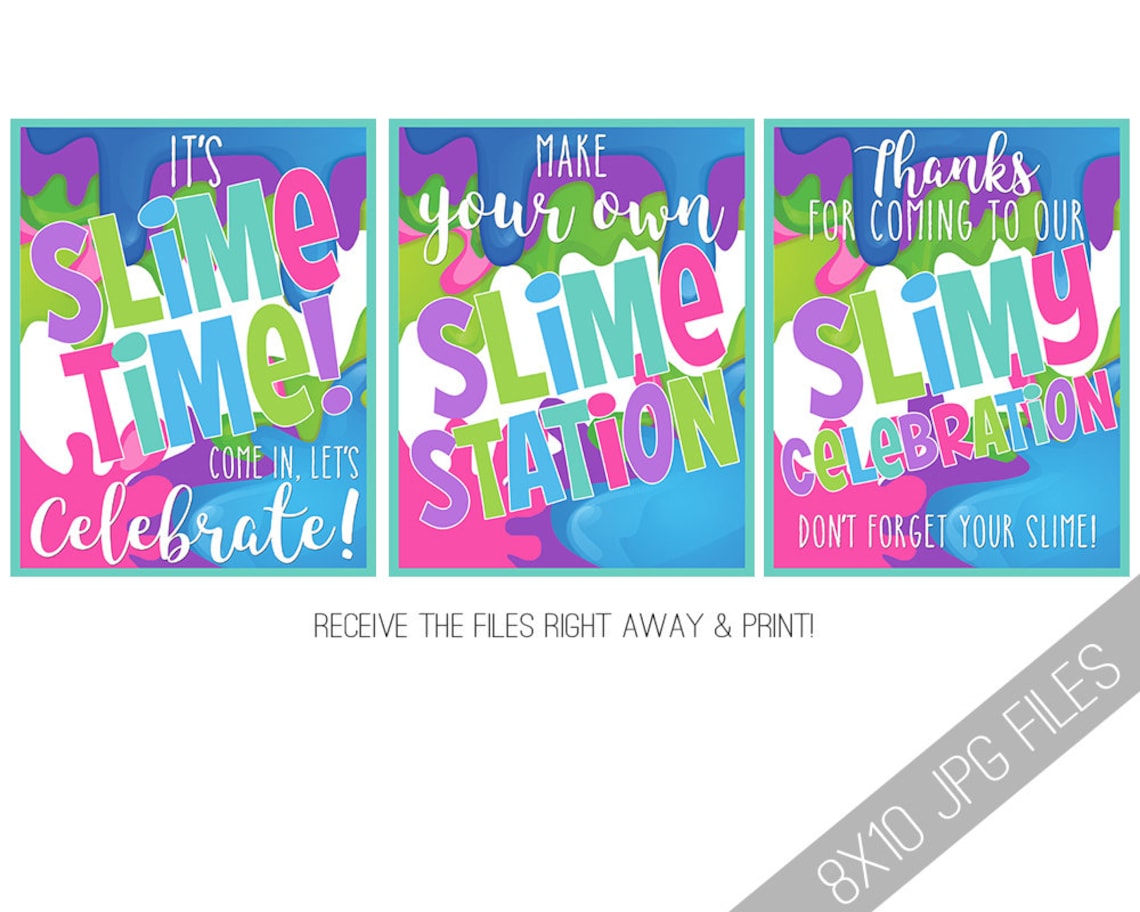 Slime Printable Signs Slime Station Sign Slime Birthday - Etsy Canada