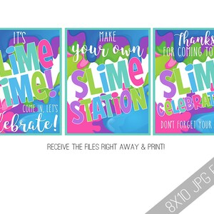 Slime Printable Signs | Slime Station Sign | Slime Birthday | Slime ...