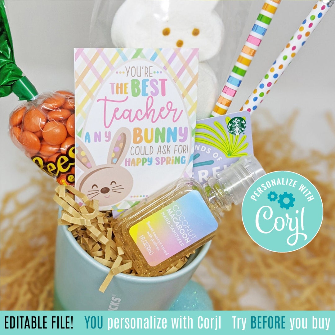 Editable Teacher Appreciation Bunny Printable Tags, Happy Spring Gift ...