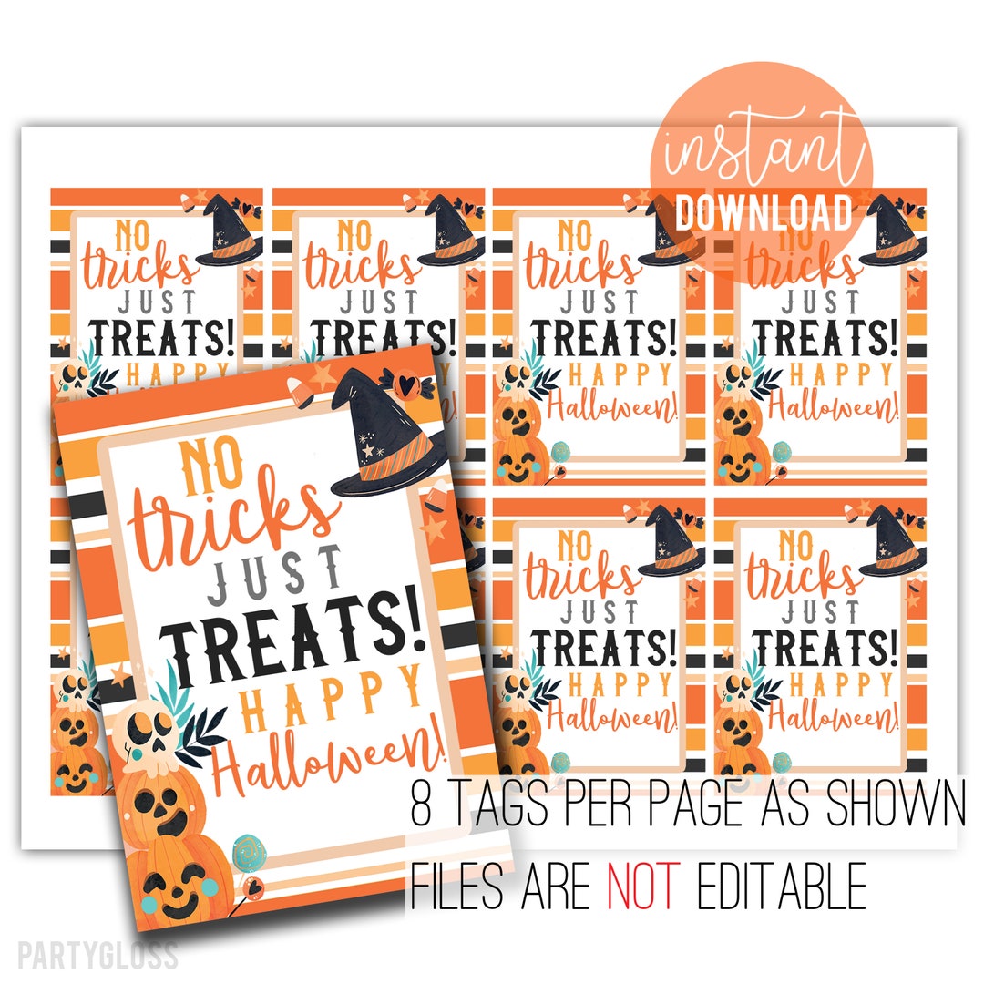 Halloween Printable Gift Tags Trick or Treat Tag Student Cute Halloween ...