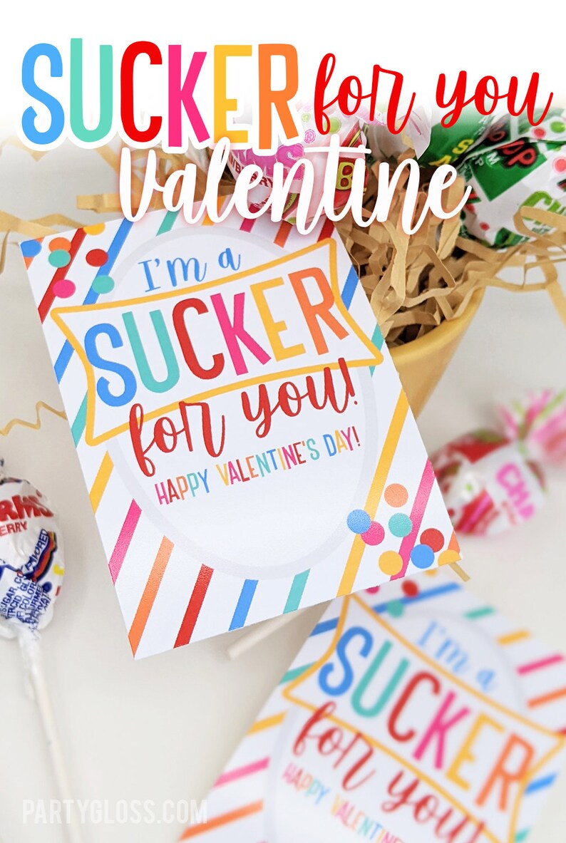 Valentine's Day Printable Tag Lollipop Valentine Sucker - Etsy