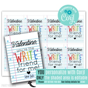 Editable Valentine's Day Printable Tags Non Food Valentine Pen Pencil ...