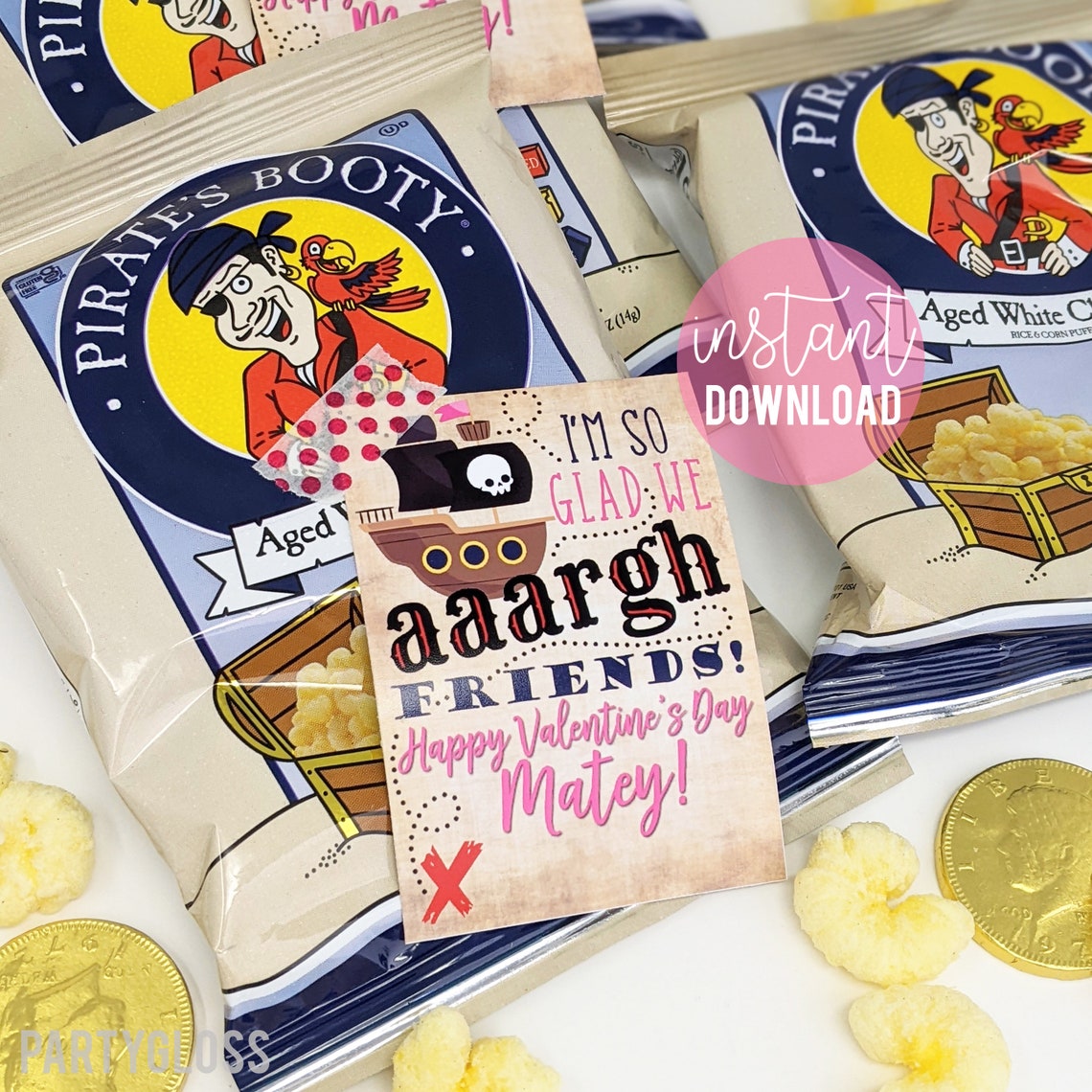 Pirate Valentine's Day Printable Tag Valentine Booty Class Team Friend ...