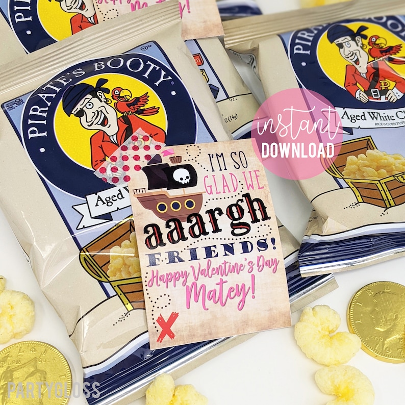 Pirate Valentine's Day Printable Tag Valentine Booty Class Team Friend ...