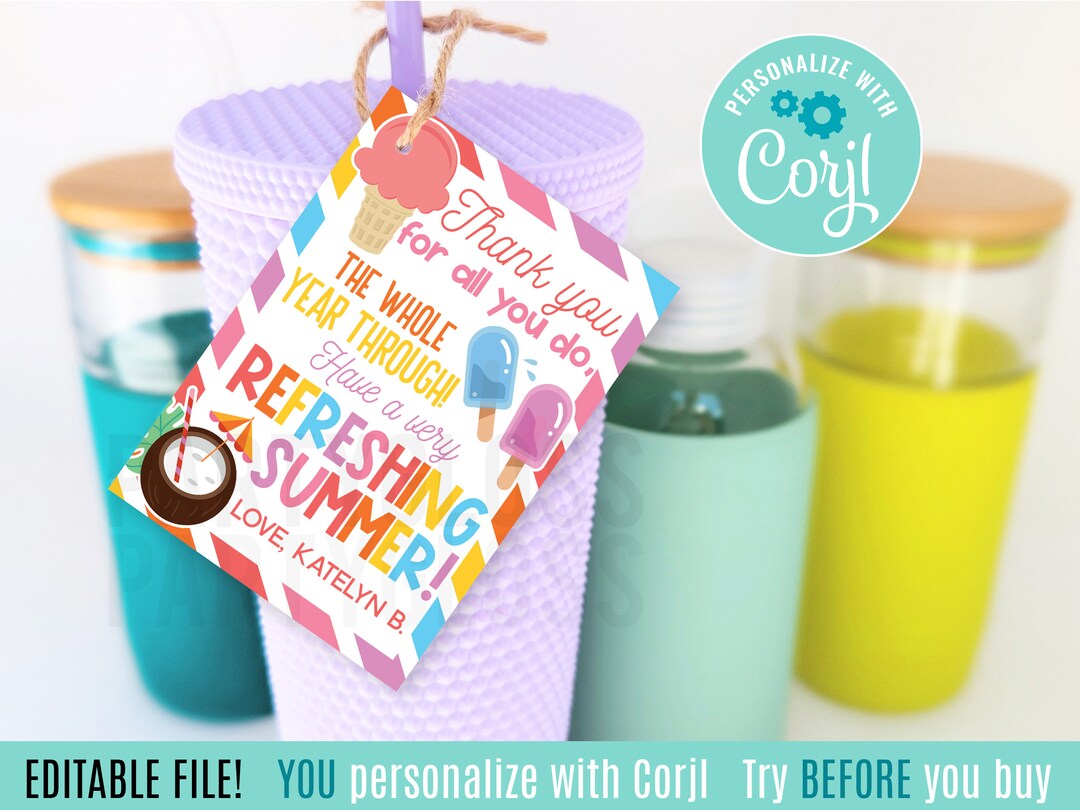 Editable End of Year Printable Gift Tags Teacher Appreciation Thank You ...