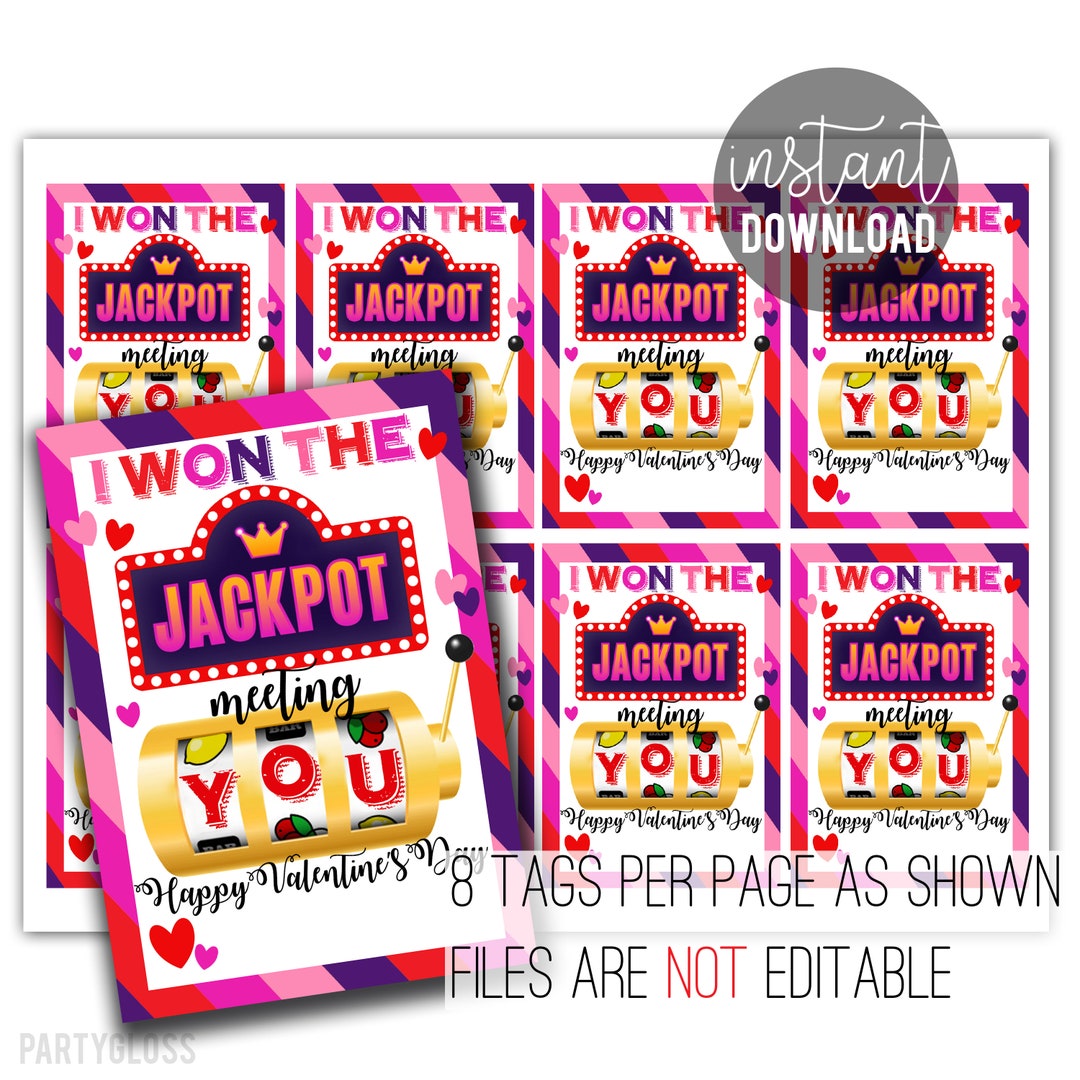 Valentine's Day Printable Tags I Won the Jackpot Adult Valentine Office ...
