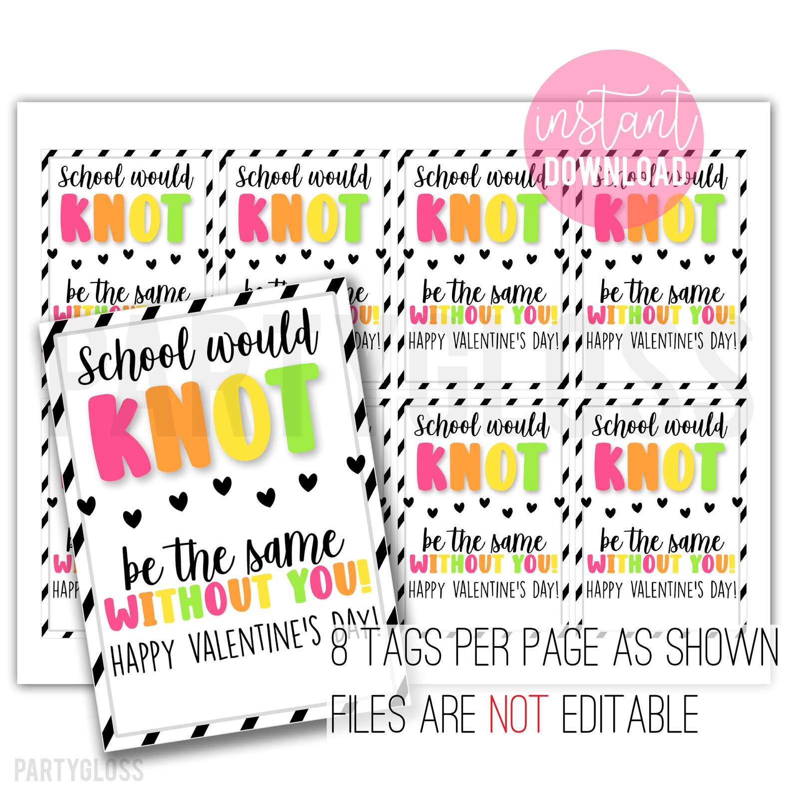 Bracelet Valentine's Day Printable Tag Knot Be the Same - Etsy