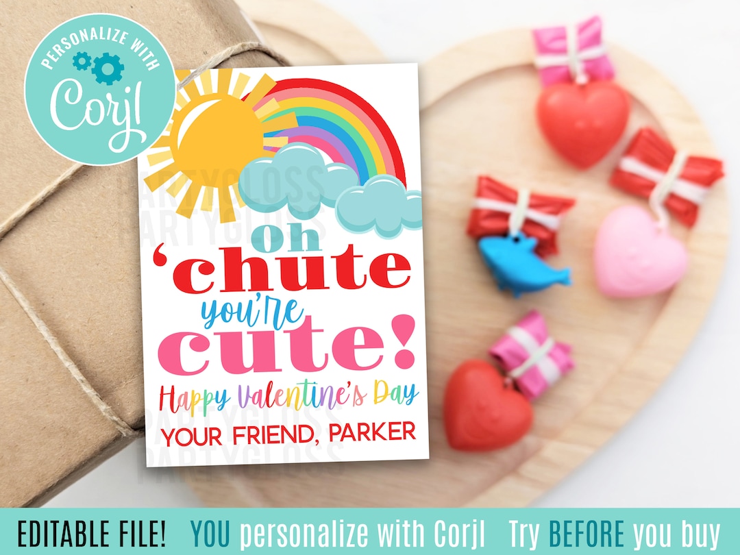 Editable Parachute Valentine's Day Printable Tags Non Food Valentine Oh ...