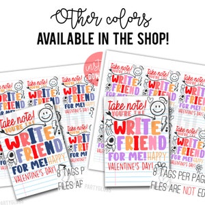 Write Friend Valentine's Day Printable Tags Pencil Pen Take Note Pad ...