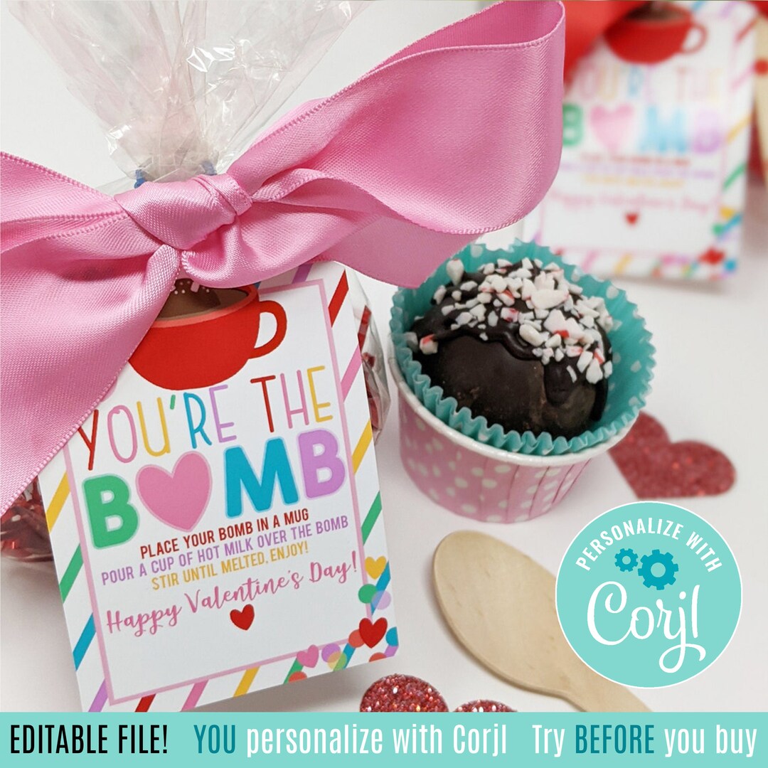 Editable Hot Chocolate Valentine's Day Printable Tags Cocoa Valentine ...