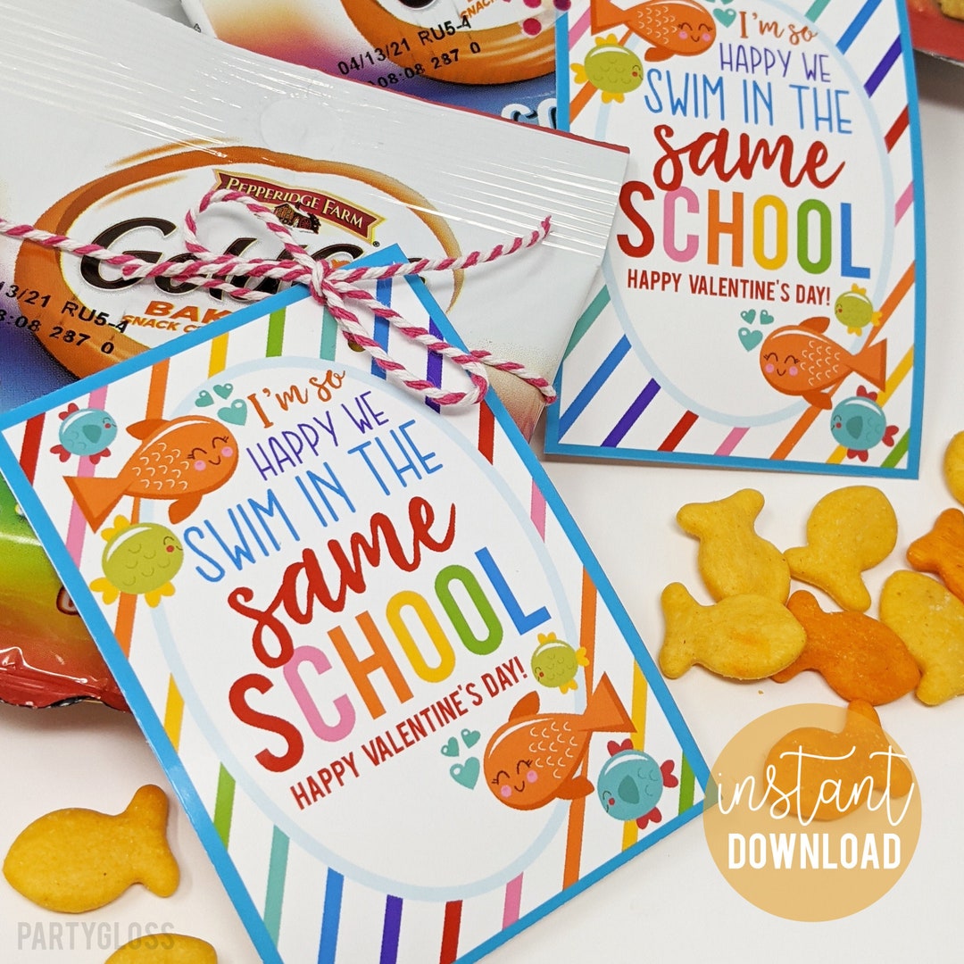 Fish Valentine's Day Printable Tag, Swedish Valentine, Gold Fish ...