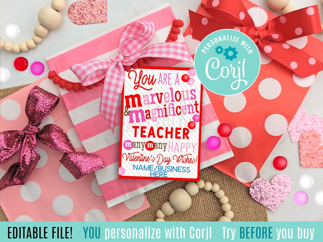 Editable Valentine's Day Teacher Appreciation Tag, Printable School ...
