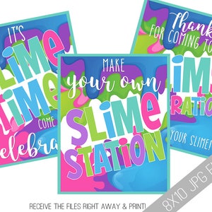 Slime Printable Signs | Slime Station Sign | Slime Birthday | Slime ...