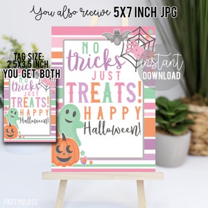 Halloween Printable Gift Tags, Trick or Treat Candy Tag Students Cute ...