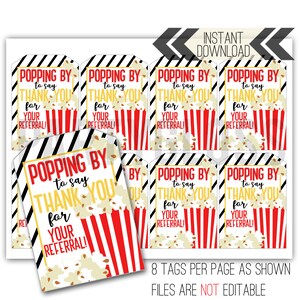 Popping by to Say Thank You for Your Referrals Printable Gift Tags ...