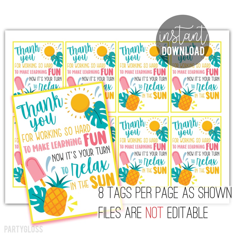 Teacher Appreciation Printable Tags, End of the Year Gift Last Day of ...