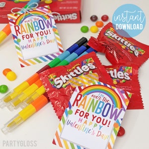 Rainbow Valentine's Day Printable Tags Over the Rainbow for You ...