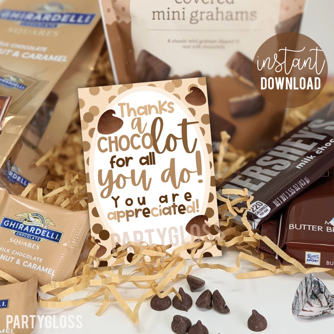 Chocolate Appreciation Printable Gift Tags Thanks for All You - Etsy