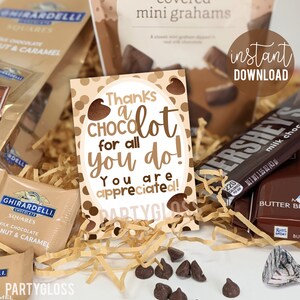 Chocolate Appreciation Printable Gift Tags, Thanks for All You Do ...
