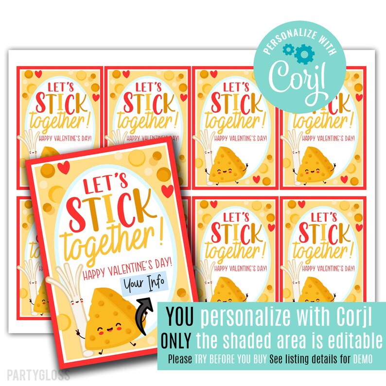 Editable Cheese Valentine's Day Printable Cheesy - Etsy