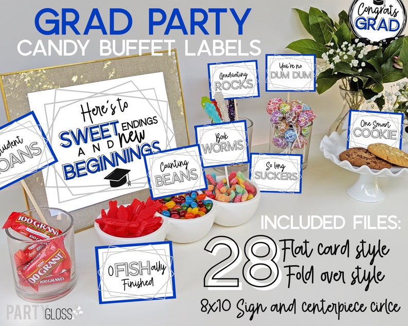 Graduation Printable Package Blue Silver Black Grad Party - Etsy