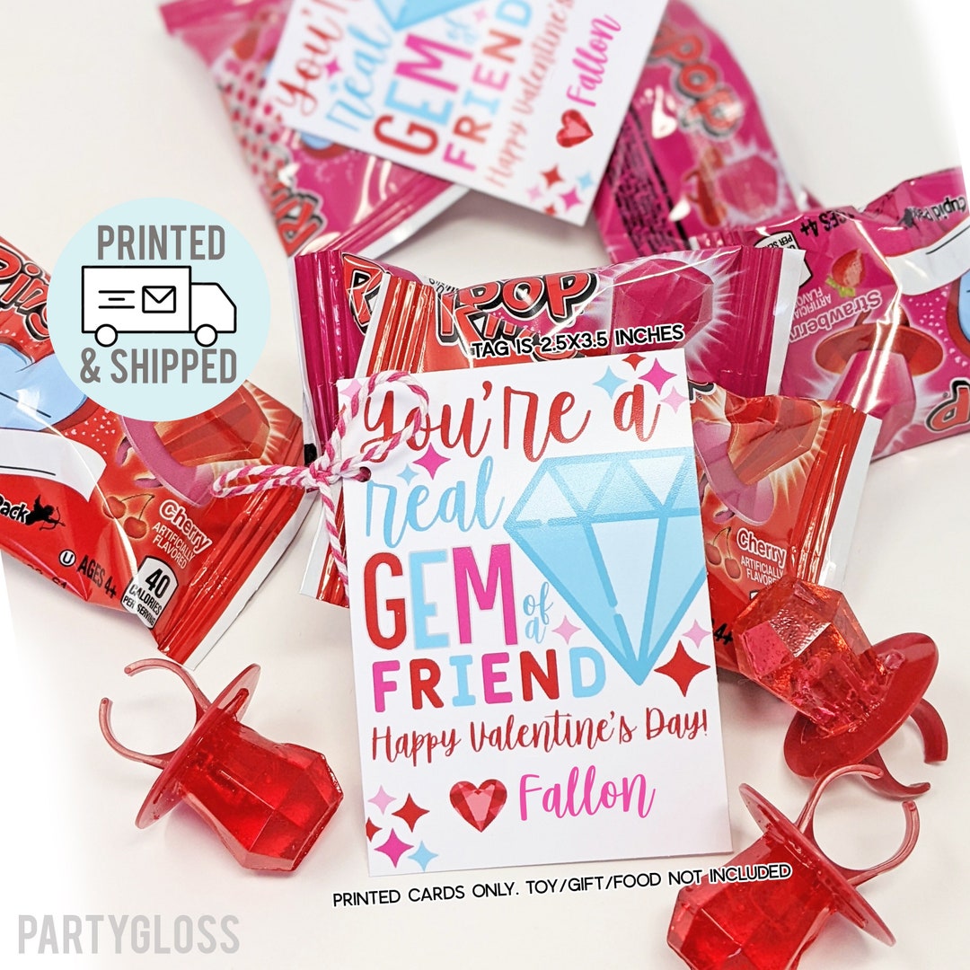 Printed and Shipped Valentine's Day Ring Candy Class Gift Tags, Gem of ...