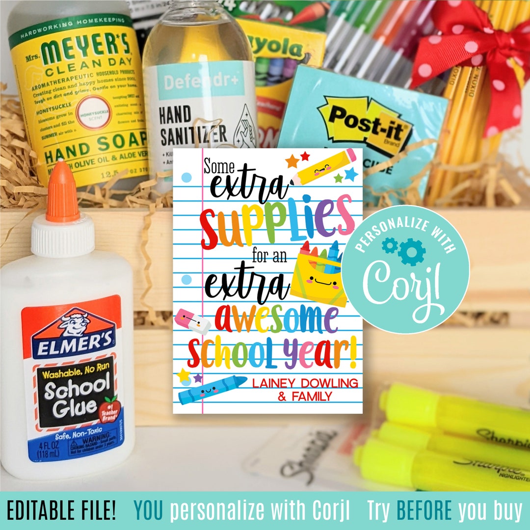 Editable Back to School Supplies Printable Gift Tags, Teacher Tag, PTO ...