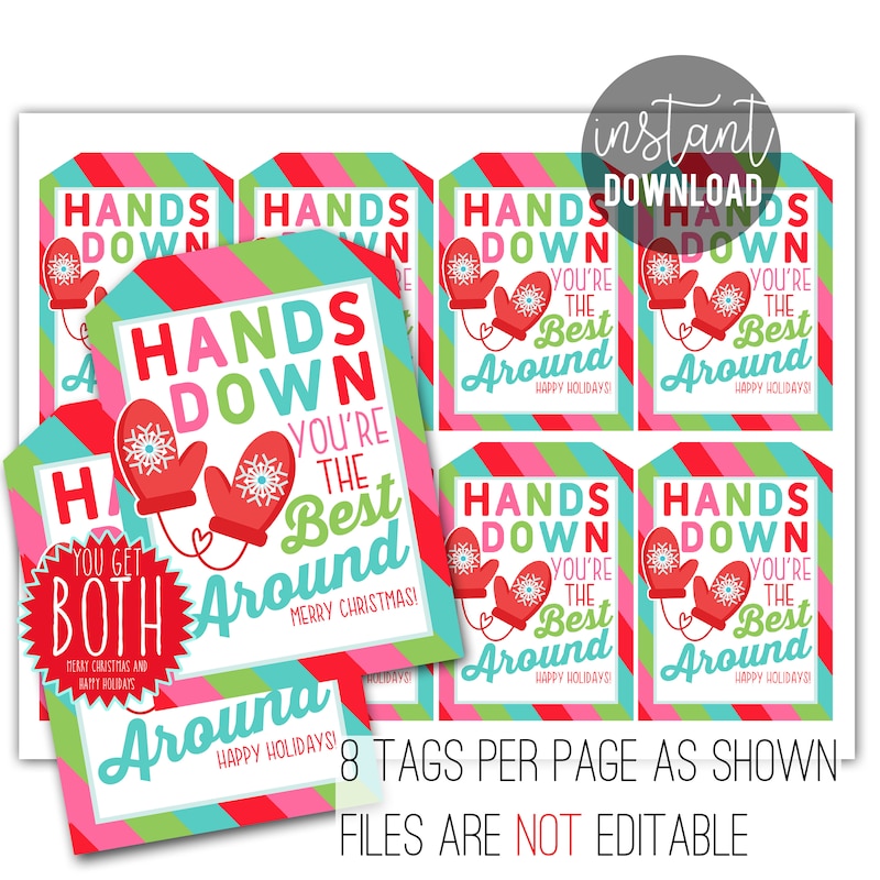 Hands Down Your the Best Around Christmas Tag - Etsy