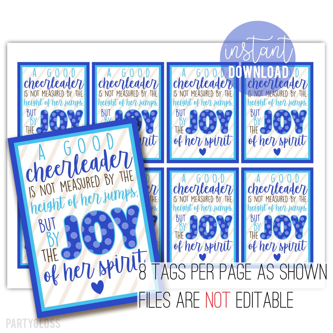 Cheerleader Printable Gift Tags, Joy Cheer Candy Tag, Competition Game ...