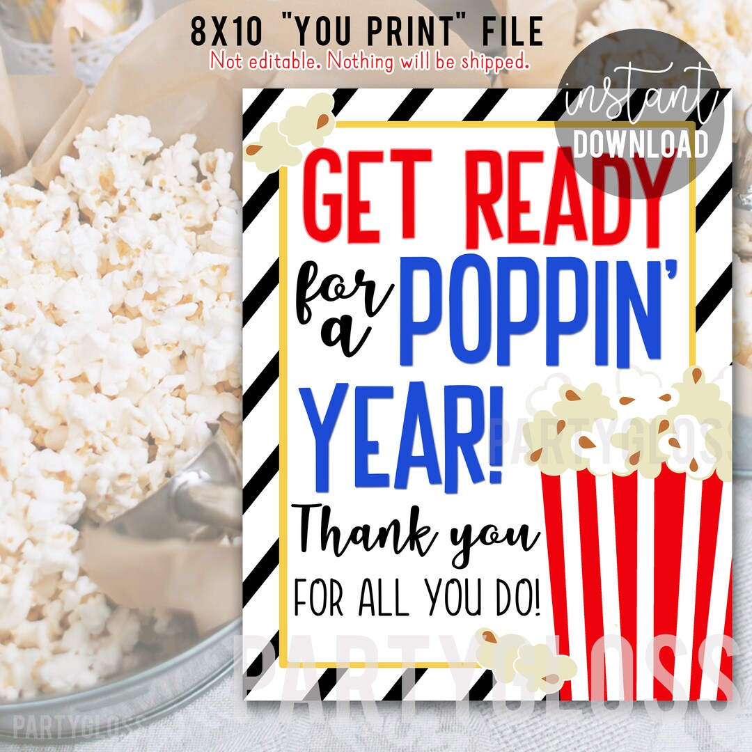 Back to School Popcorn Printable 8x10 Sign, Teacher Appreciation ...