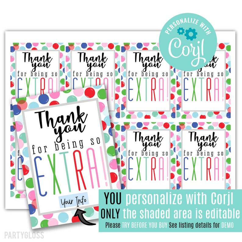 Editable Extra Appreciation Printable Tag Gum Tags Extra - Etsy
