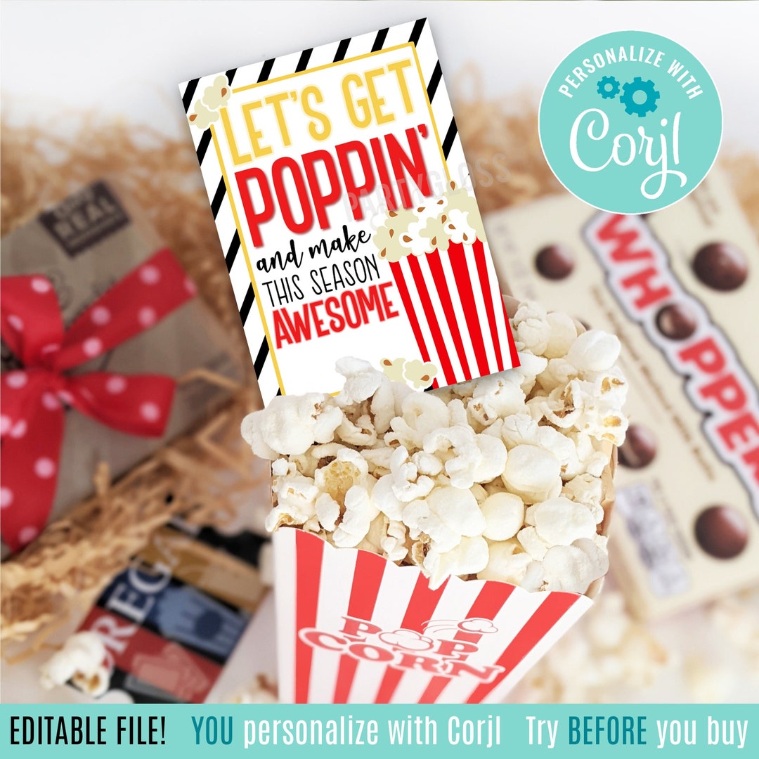 Editable Popcorn Sports Team Printable Gift Tags Let's Get Poppin ...